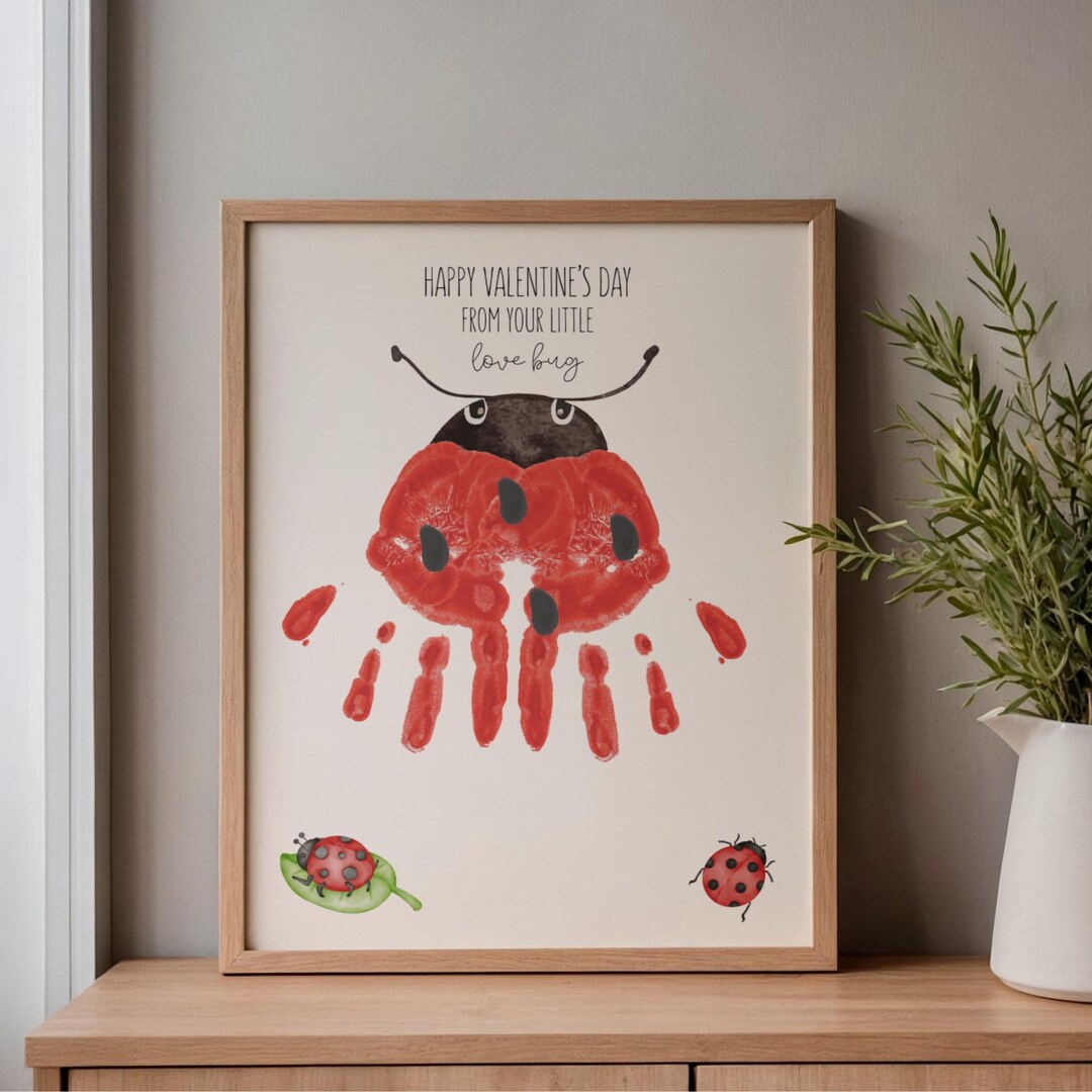 Love Bug Handprint Craft, Valentine's Day Lady Bug Footprint Keepsake ...