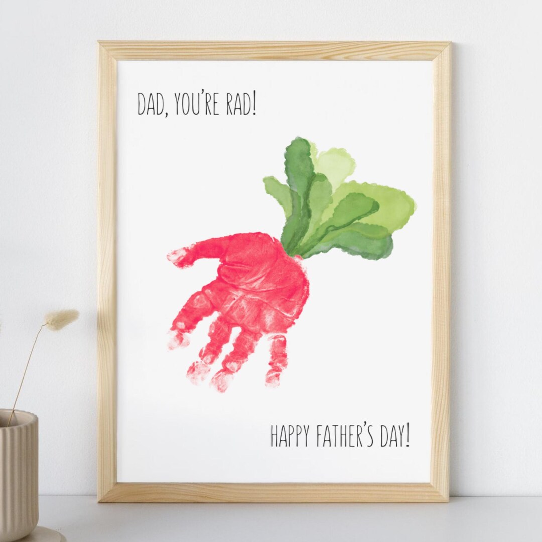 Fathers Day Printable Handprint With Radish, Dad You're Rad Handprint ...