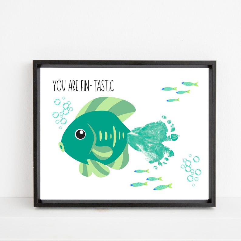 Fintastic Fish Fathers Day Footprint Art, Ocean Animal Handprint Craft ...