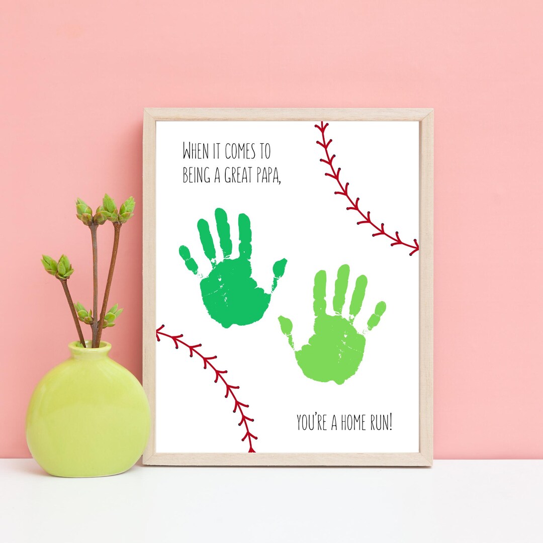 Home Run Handprint Art Craft DIY, Papa Grandparents Day Baseball ...