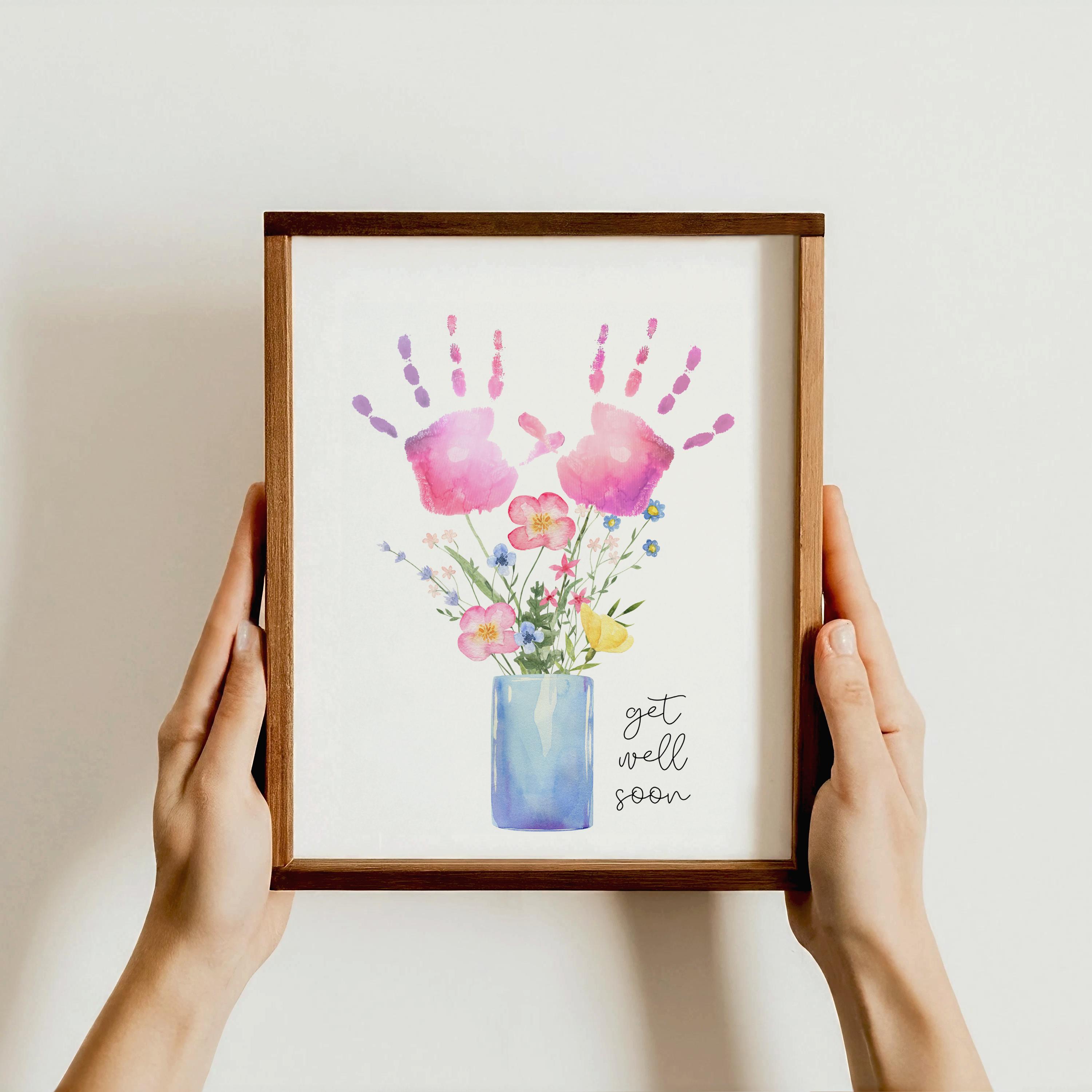 Get Well Soon Flower Bouquet Handprint Art Craft DIY, Well Wishes ...