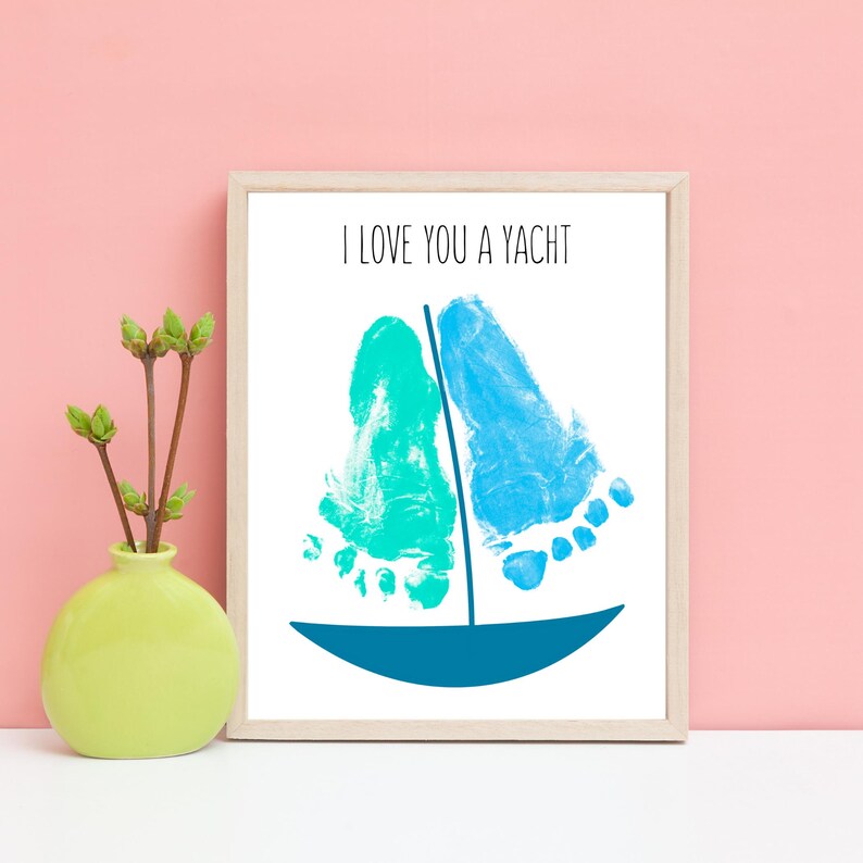 Sailboat Fathers Day Footprint Art, Love You A Yacht Infant Footprint ...