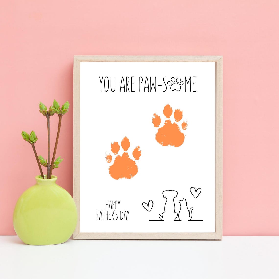 You're Pawsome Fathers Day Paw Print Art, Pet Dog Paw Print Art Craft ...