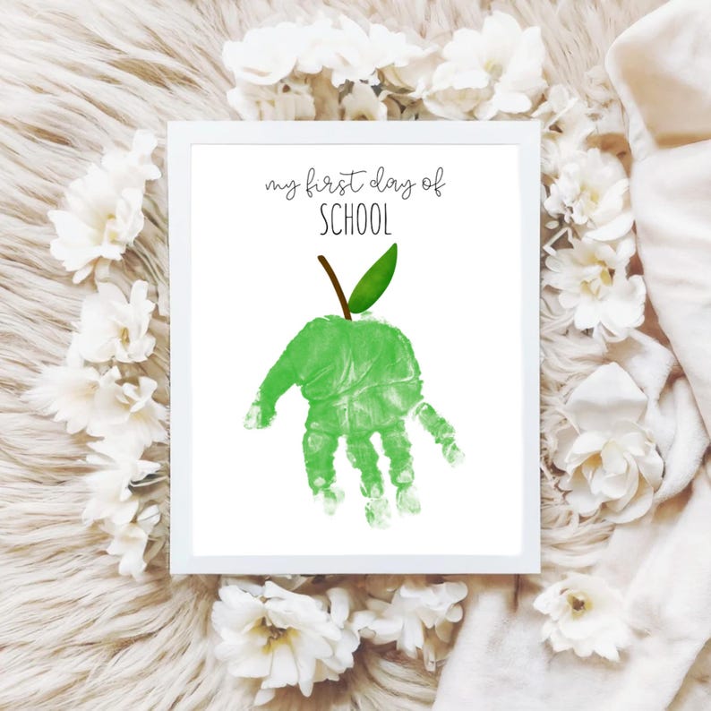 First Day of School Handprint Craft, Apple Back to School Keepsake Art ...