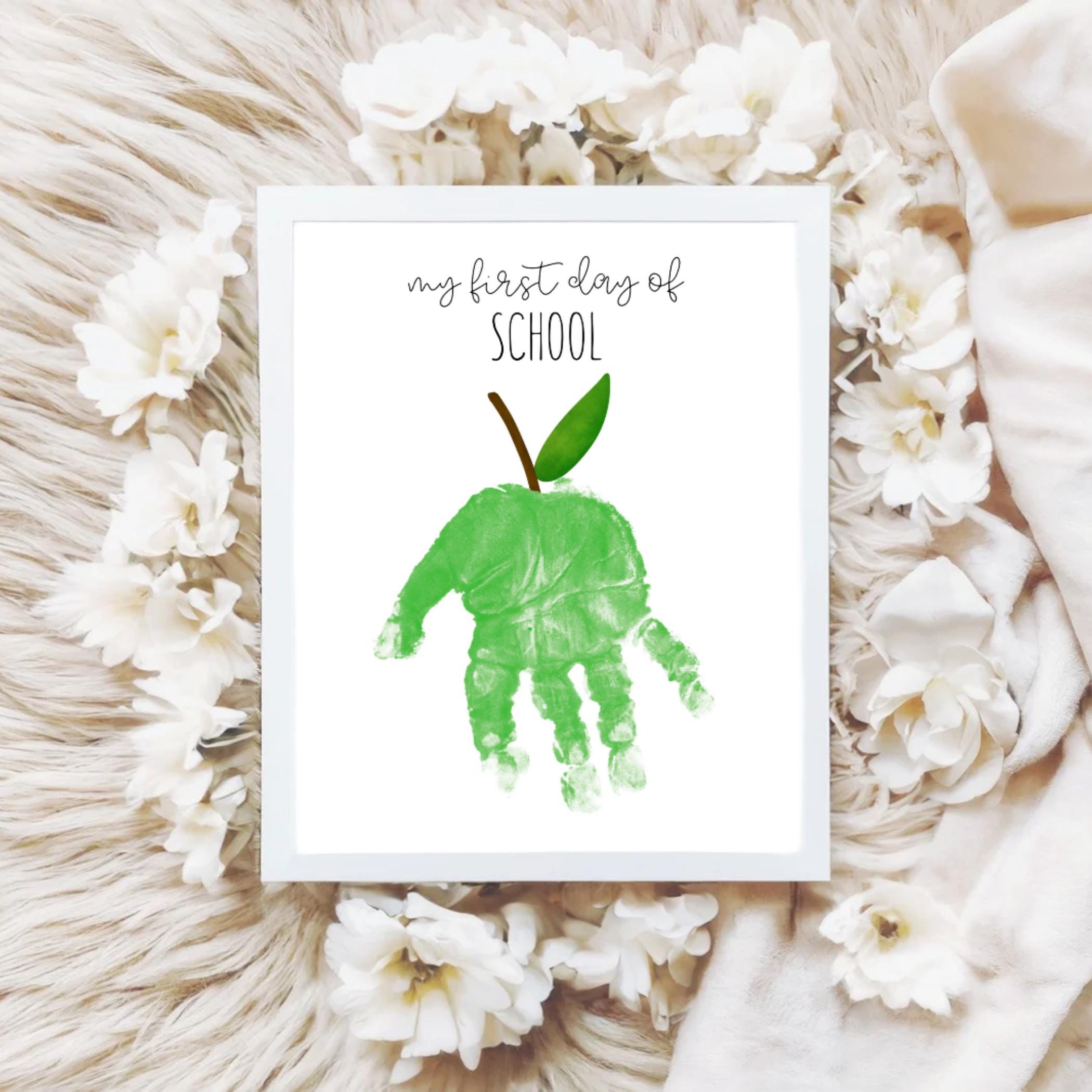 First Day of School Handprint Craft, Apple Back to School Keepsake Art ...