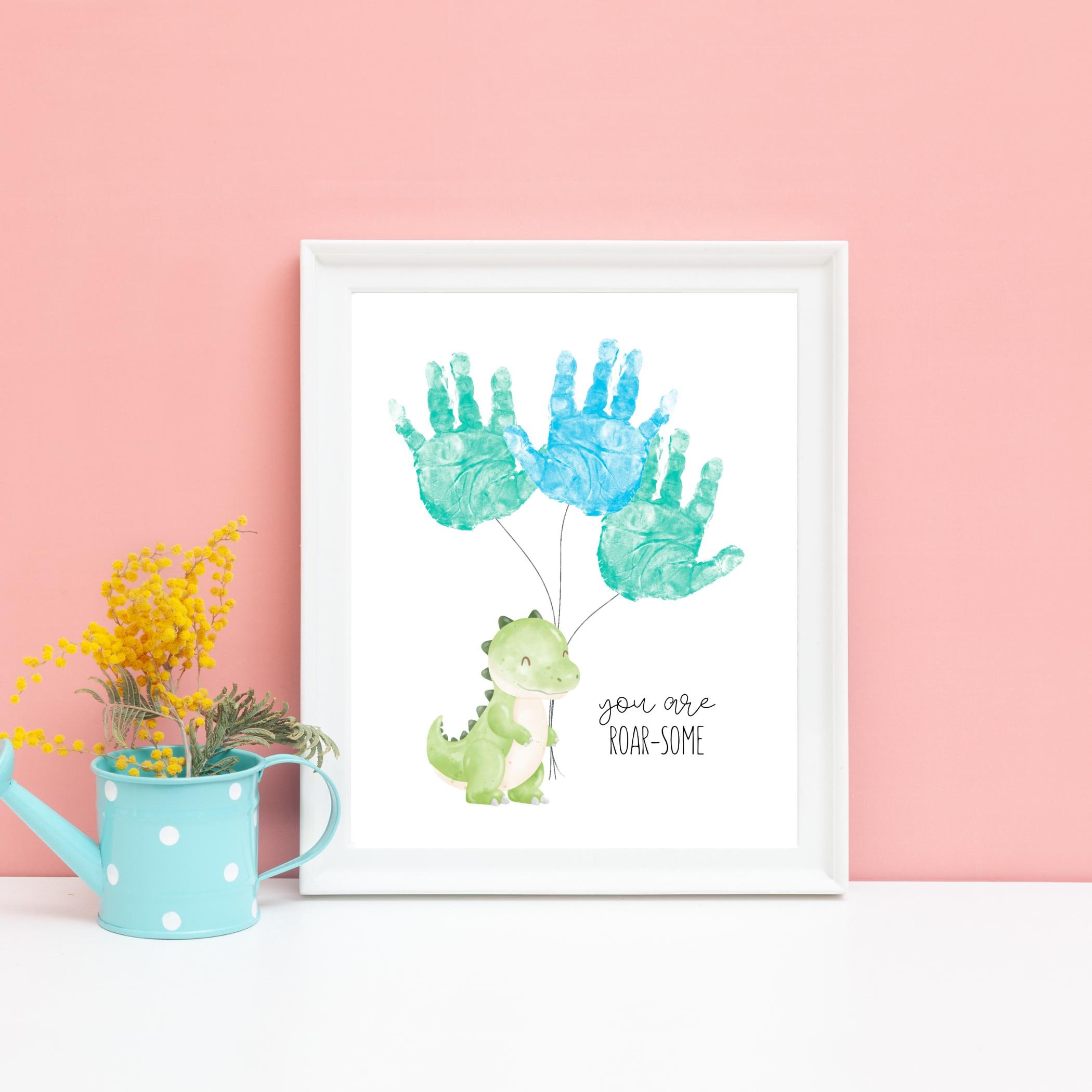 Roarsome Dinosaur Handprint Craft, Dinosaur Birthday Card With ...