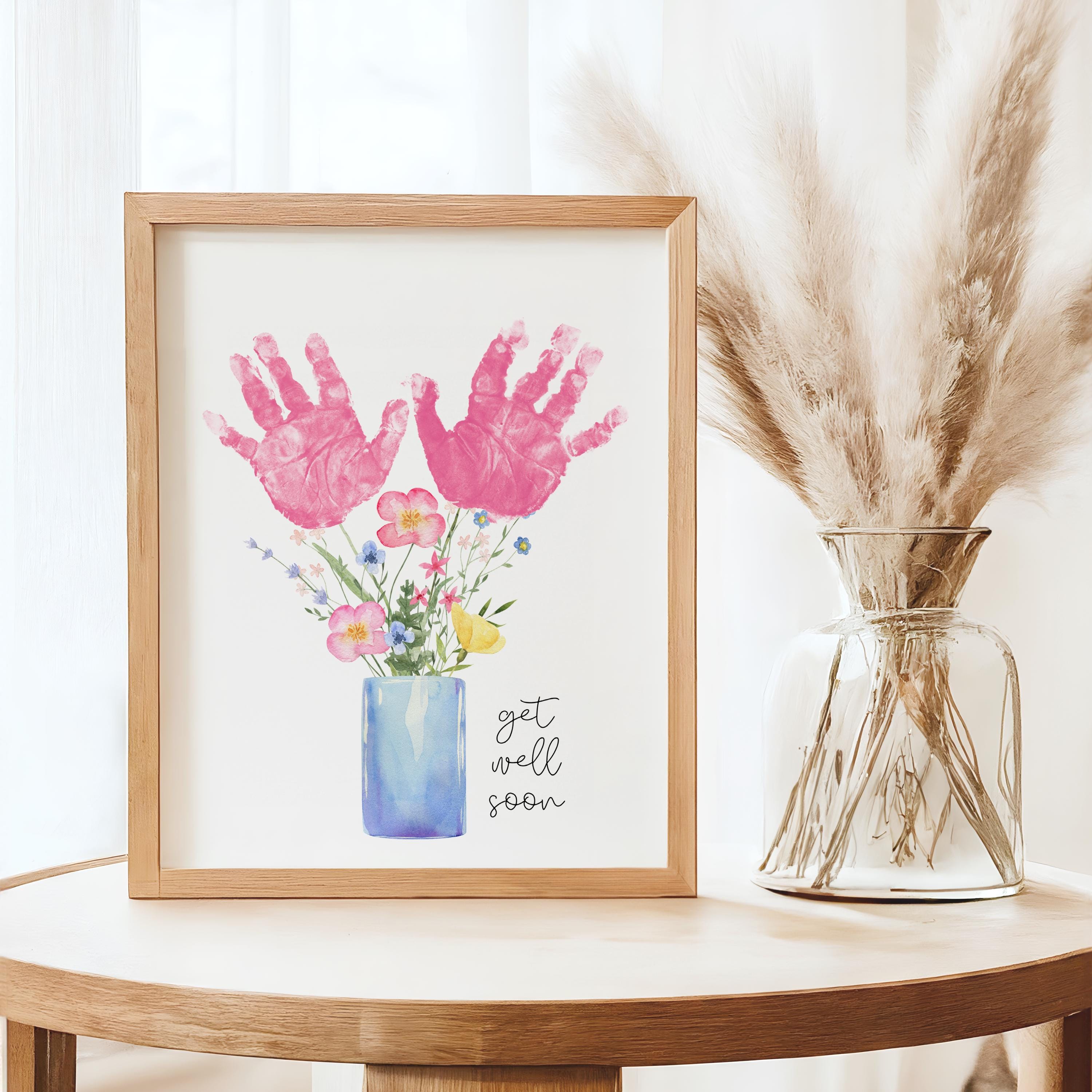 Get Well Soon Flower Bouquet Handprint Art Craft DIY, Well Wishes ...