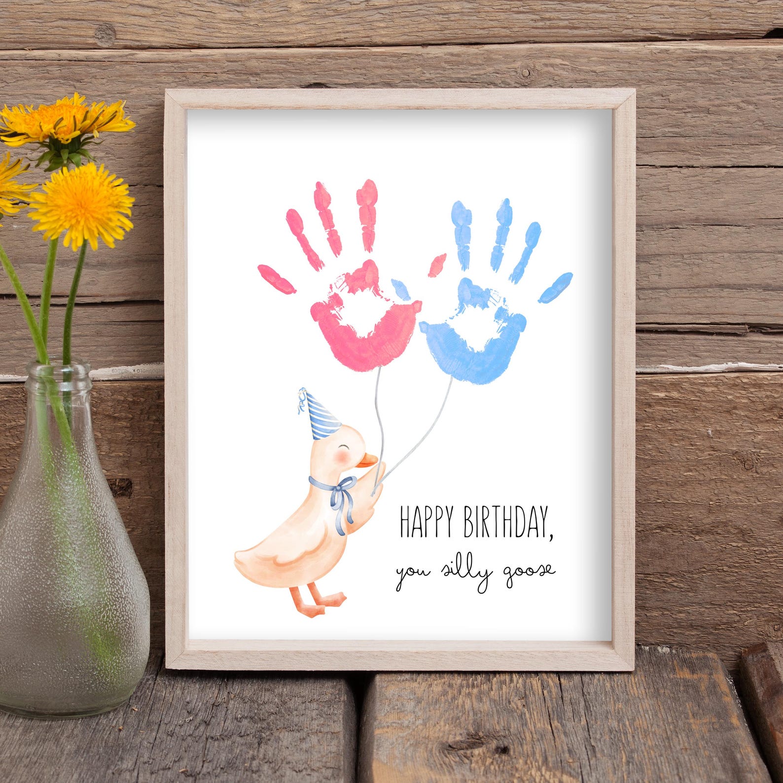Silly Goose Handprint Art Craft DIY, Happy Birthday Balloon Handprint ...