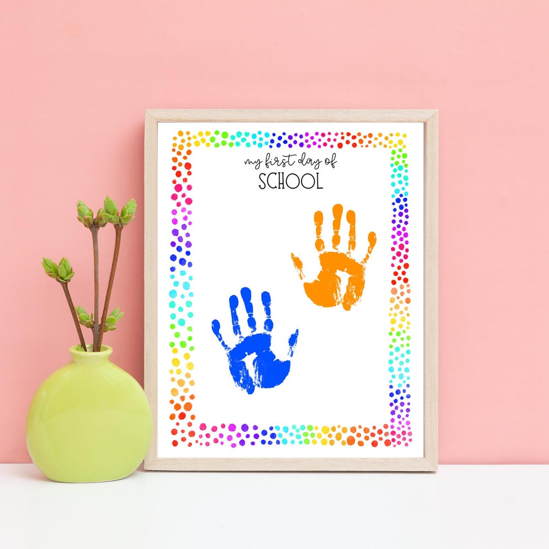 First Day of School Handprint Craft, Colorful Back to School Keepsake ...