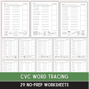 CVC Word Worksheets, Cvc Words With Picture, Handwriting Fine Motor ...