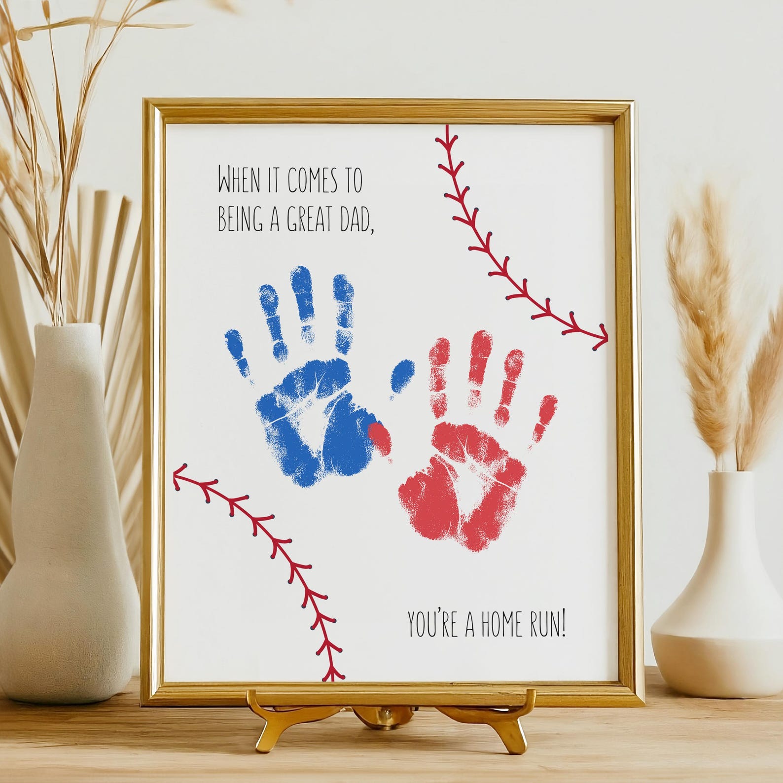 Home Run Handprint Art Craft DIY, Fathers Day Baseball Handprint Craft ...