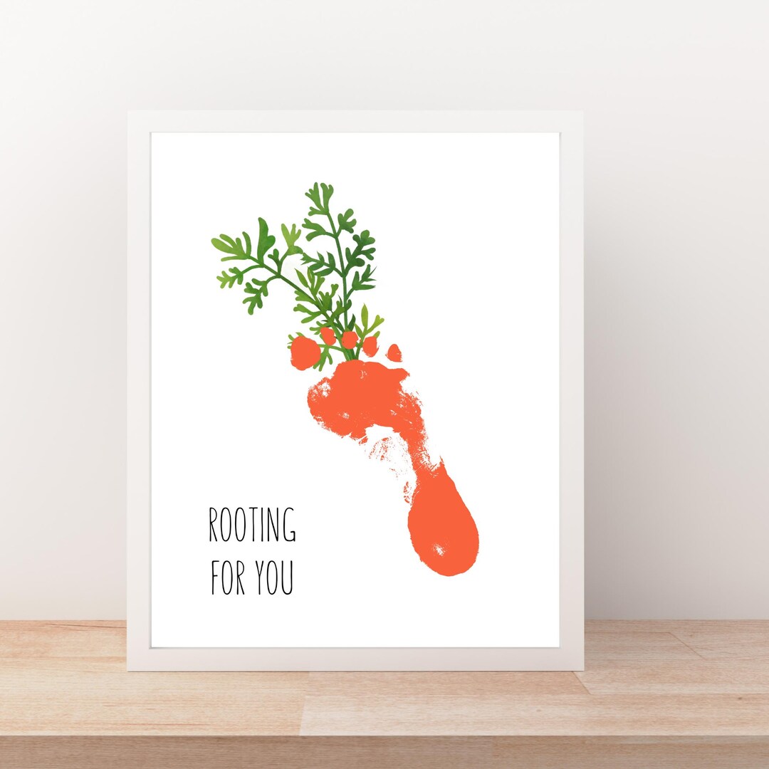 Rooting for You Footprint Art Craft DIY, Carrot Toddler Keepsake Art ...