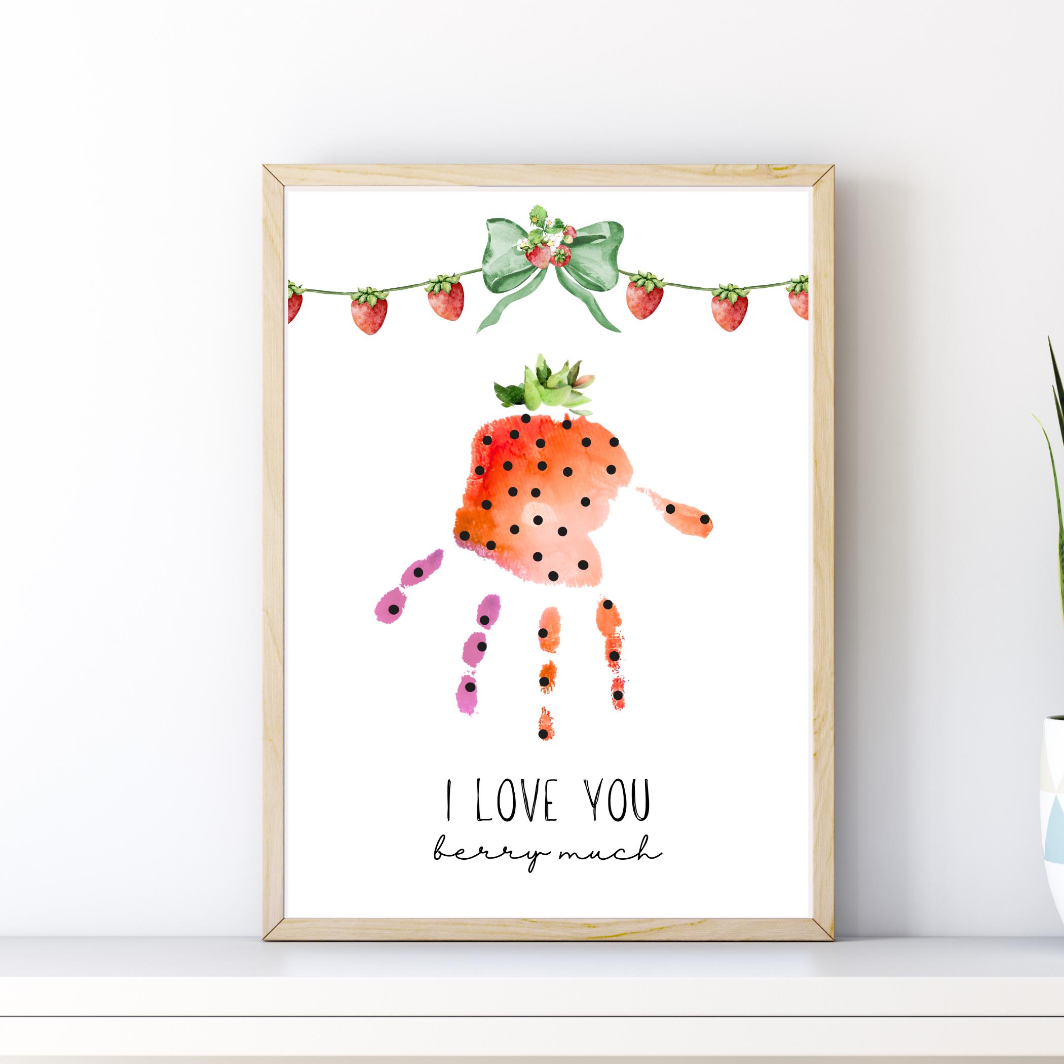 I Love You Berry Much Footprint Art Craft DIY, Summer Strawberry ...