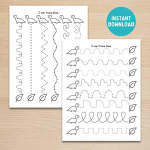 Dinosaur Line Tracing Worksheet Bundle, Preschool Fine Motor Skills ...