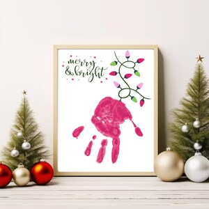 Merry and Bright Footprint Craft DIY, Christmas Lights Handprint Art ...