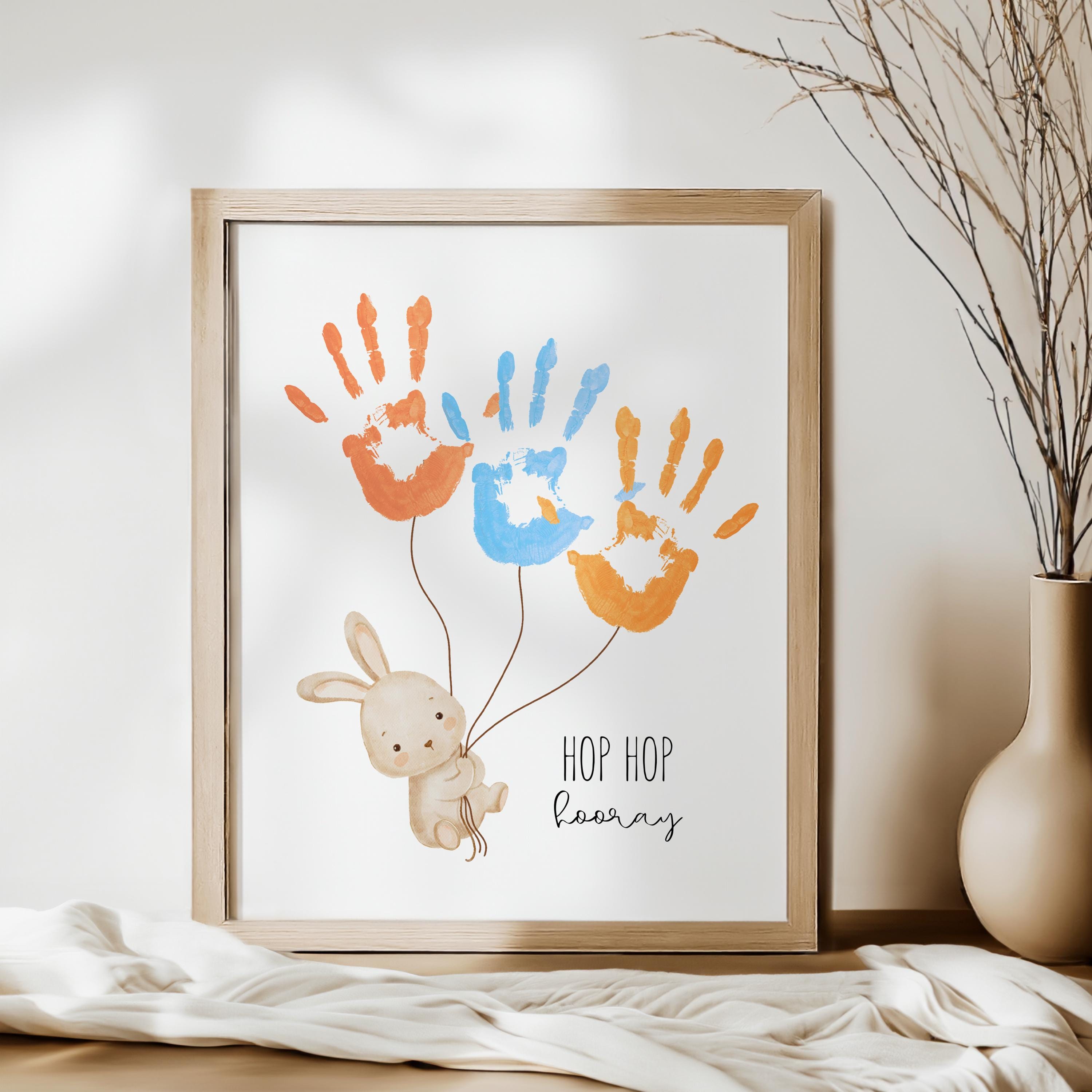 Hop Hop Hooray Handprint Craft DIY, Toddler Handprint Art Bunny, Easter ...