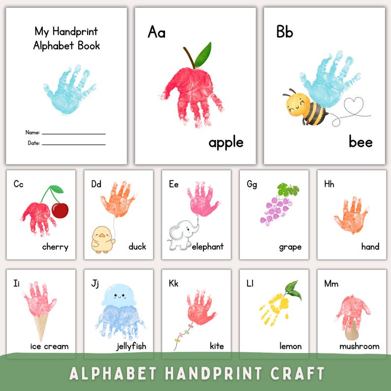 Alphabet Handprint Craft DIY Activity, ABC Handprint Art, Handprint ...