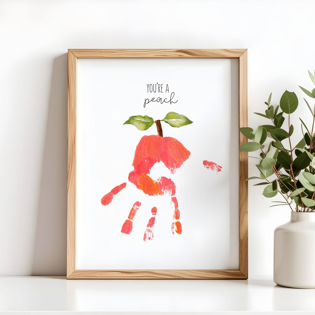 Summer Peach Handprint Art Craft DIY, You're A Peach Handprint Keepsake ...