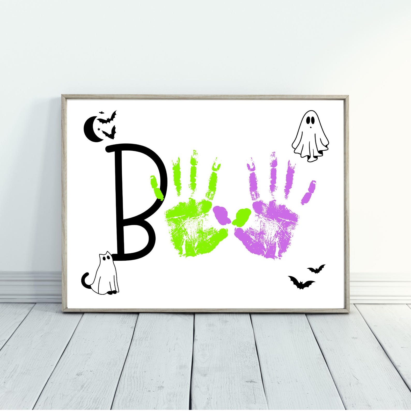 Halloween Handprint Art Craft DIY, Halloween Ghost Boo Handprint Craft ...