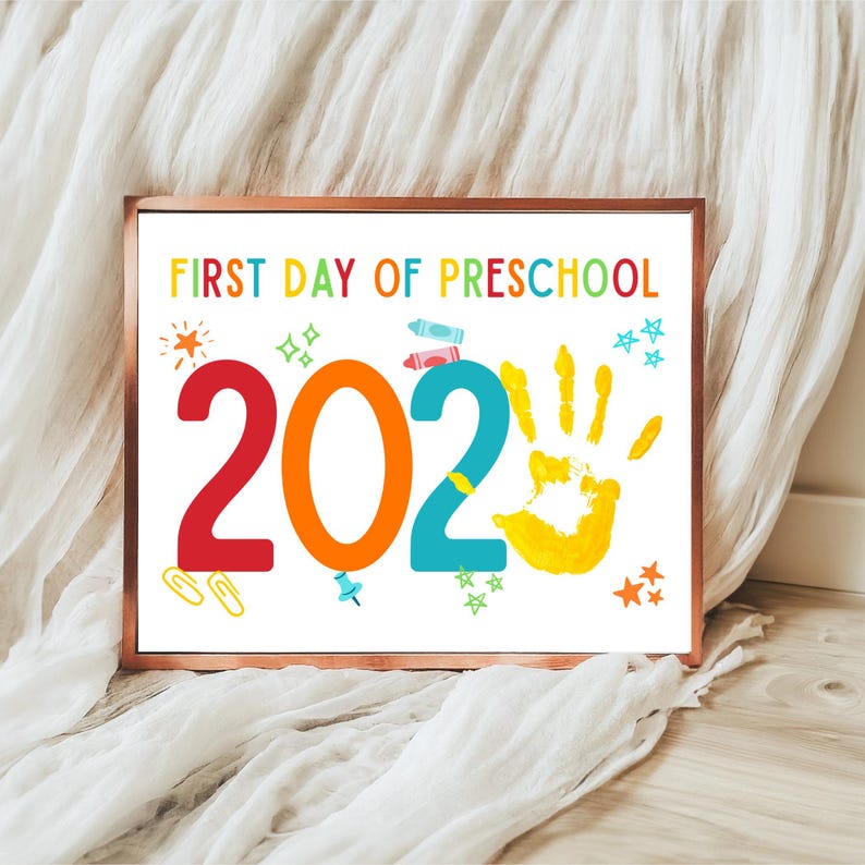 First Day of Preschool 2025 Handprint Art Craft, Preschool Back to ...