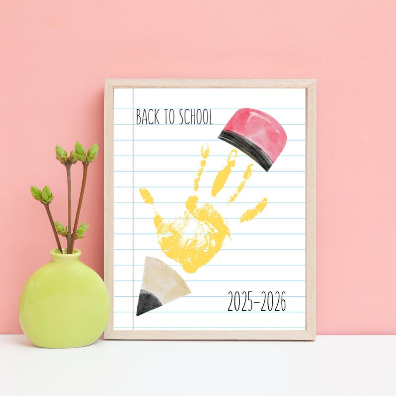 Back to School Handprint Craft, First Day of School Pencil Keepsake Art ...