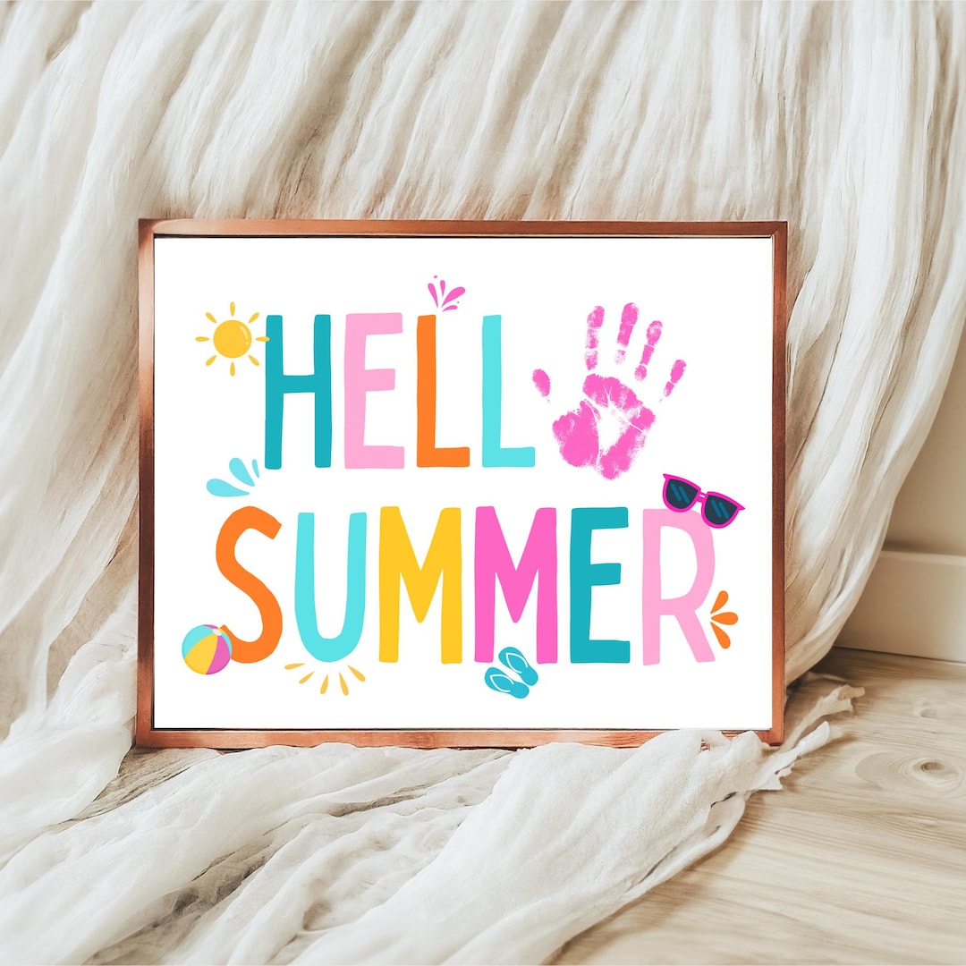 Hello Summer Handprint Art Craft, Cute Summer Toddler Craft, Spring Pre ...