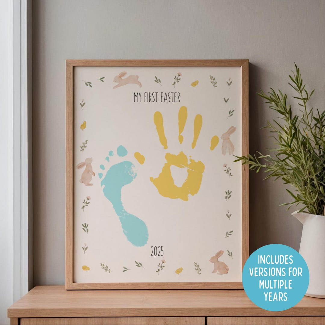 My First Easter Handprint Craft, Toddler Easter Footprint Keepsake Art ...
