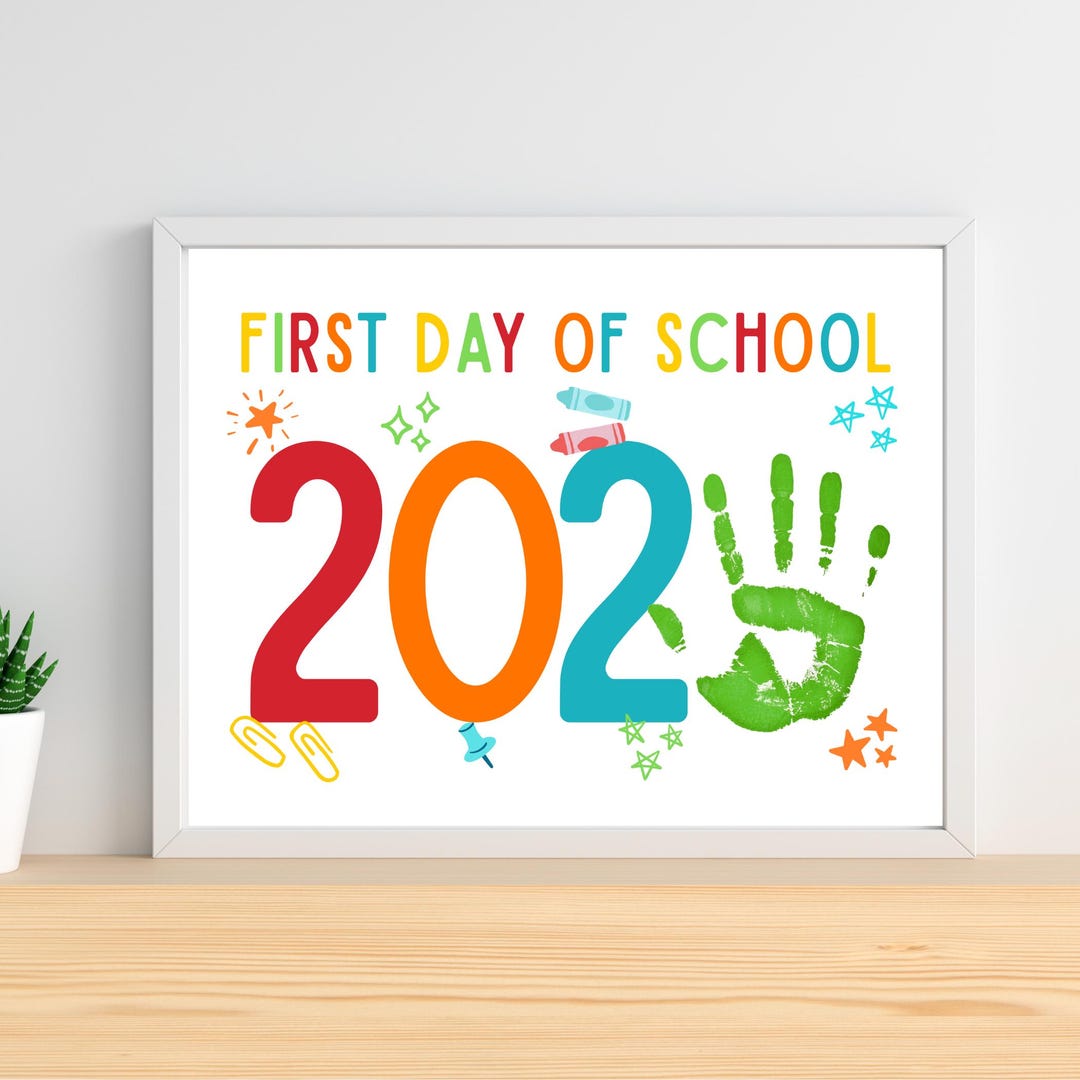 First Day of School 2025 Handprint Art Craft, Pre K Preschool First Day ...