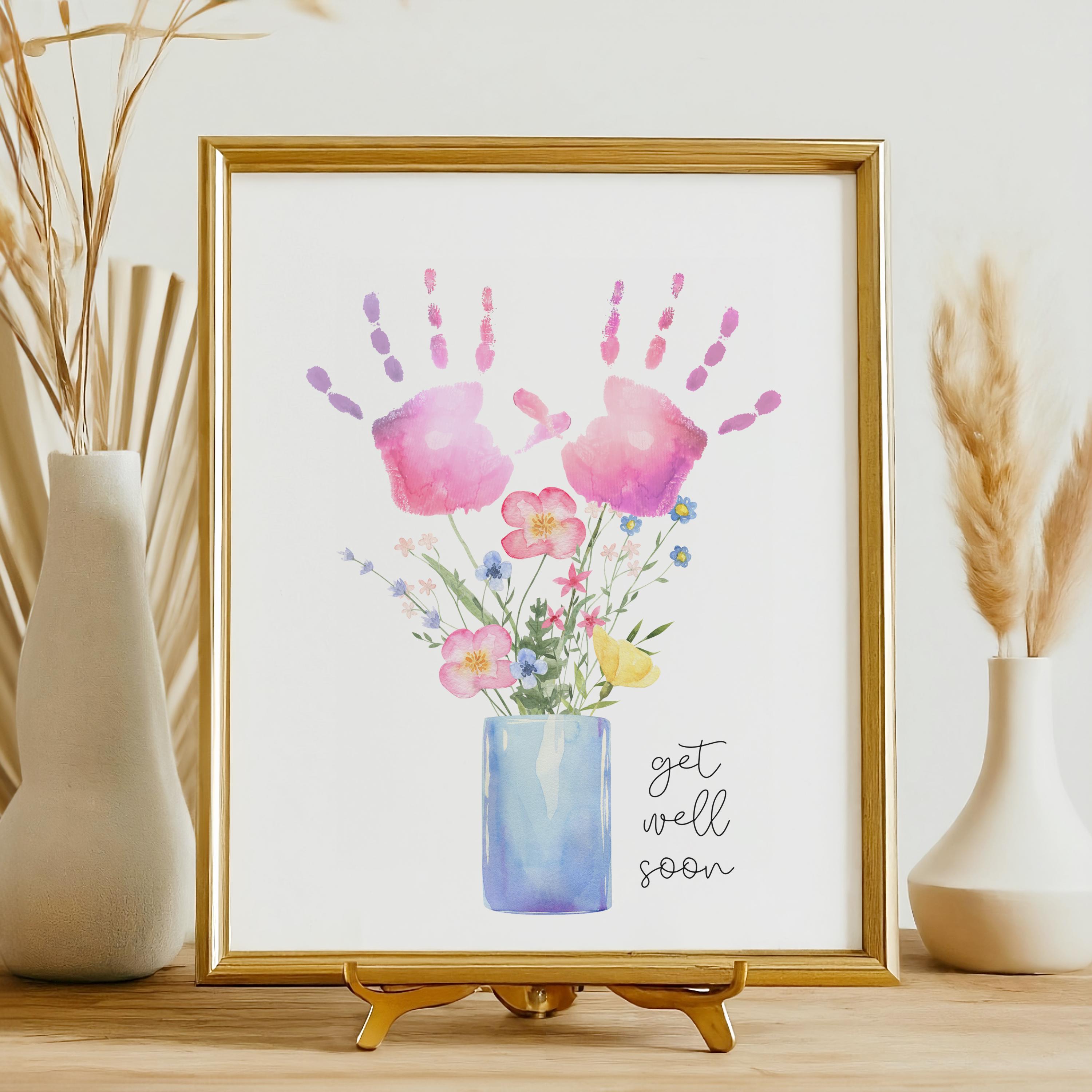 Get Well Soon Flower Bouquet Handprint Art Craft DIY, Well Wishes ...
