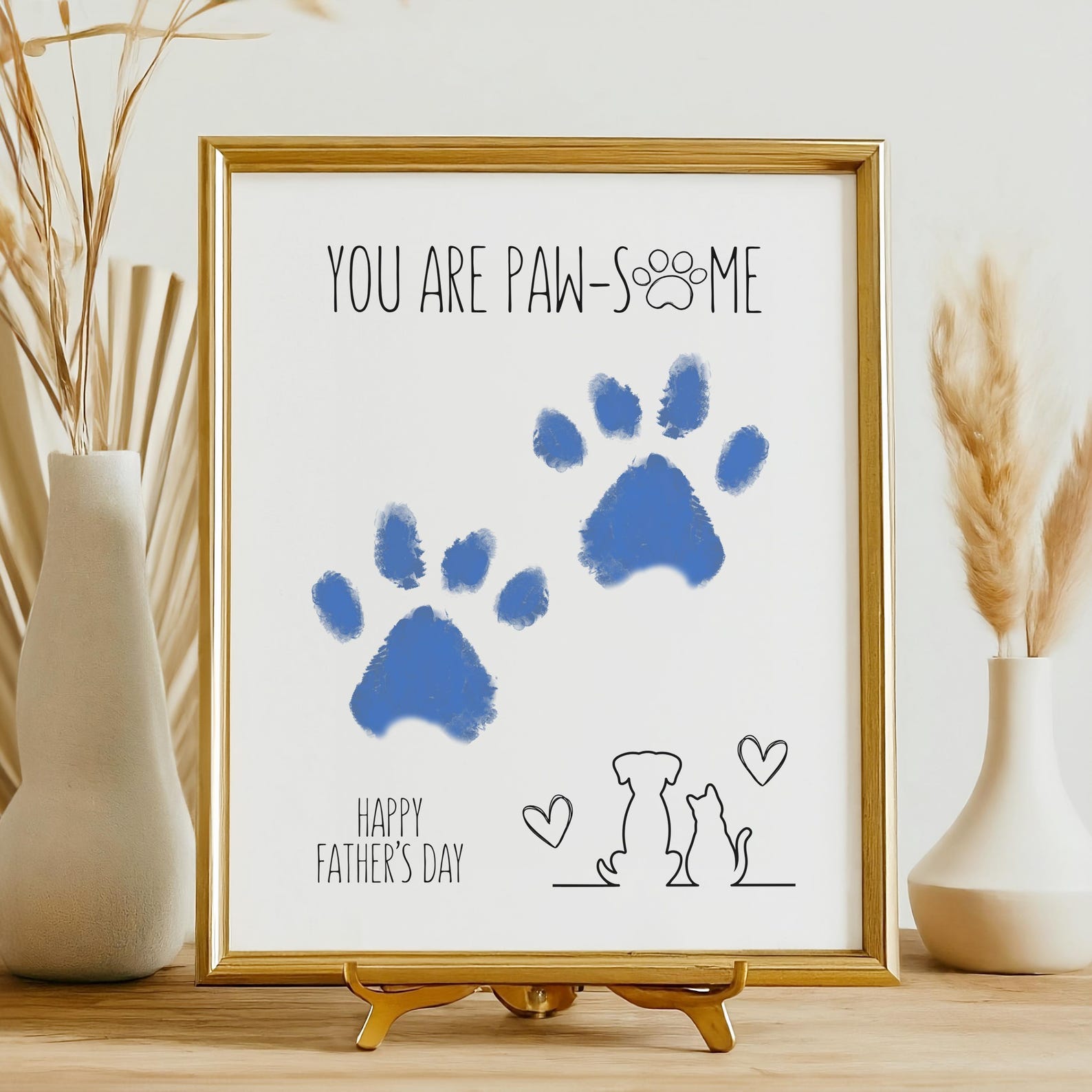 You're Pawsome Fathers Day Paw Print Art, Pet Dog Paw Print Art Craft ...