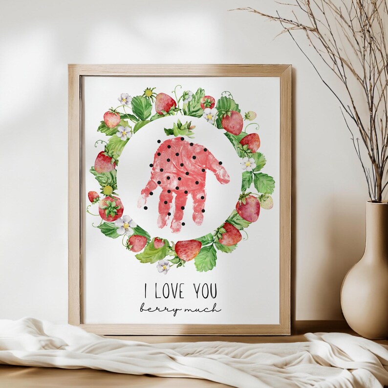 I Love You Berry Much Footprint Art Craft DIY, Summer Strawberry ...
