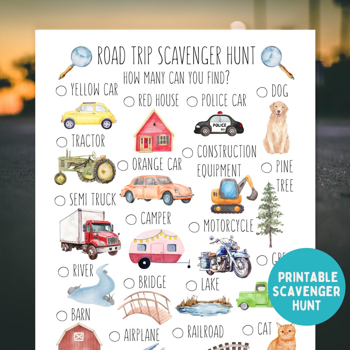 Kids Road Trip Scavenger Hunt, Car Ride Scavenger Hunt, Summer Break ...