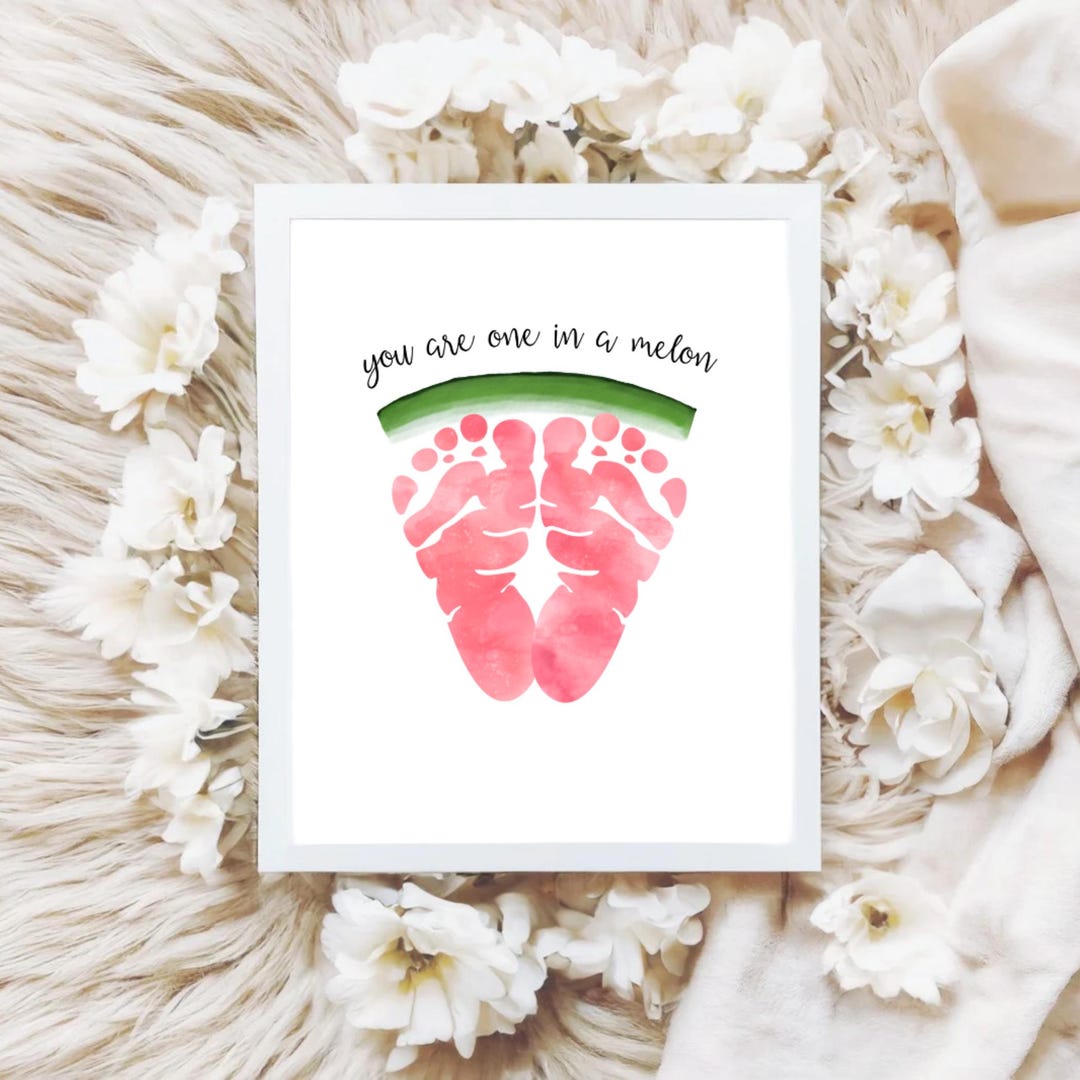 You Are One in A Melon Footprint Art Craft DIY, Summer Watermelon ...