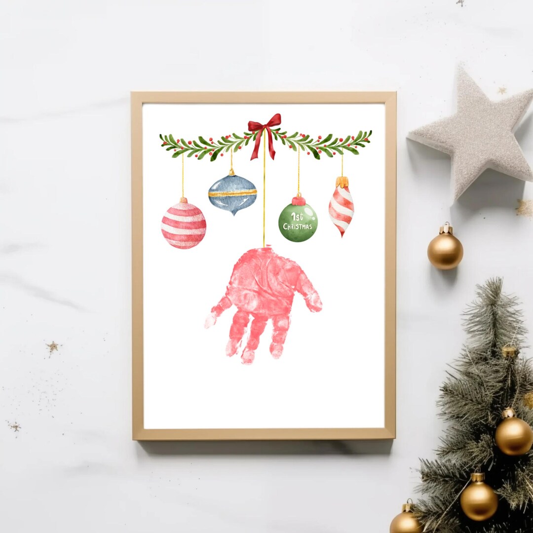 My First Christmas Handprint Craft, Christmas Ornament Keepsake Art ...