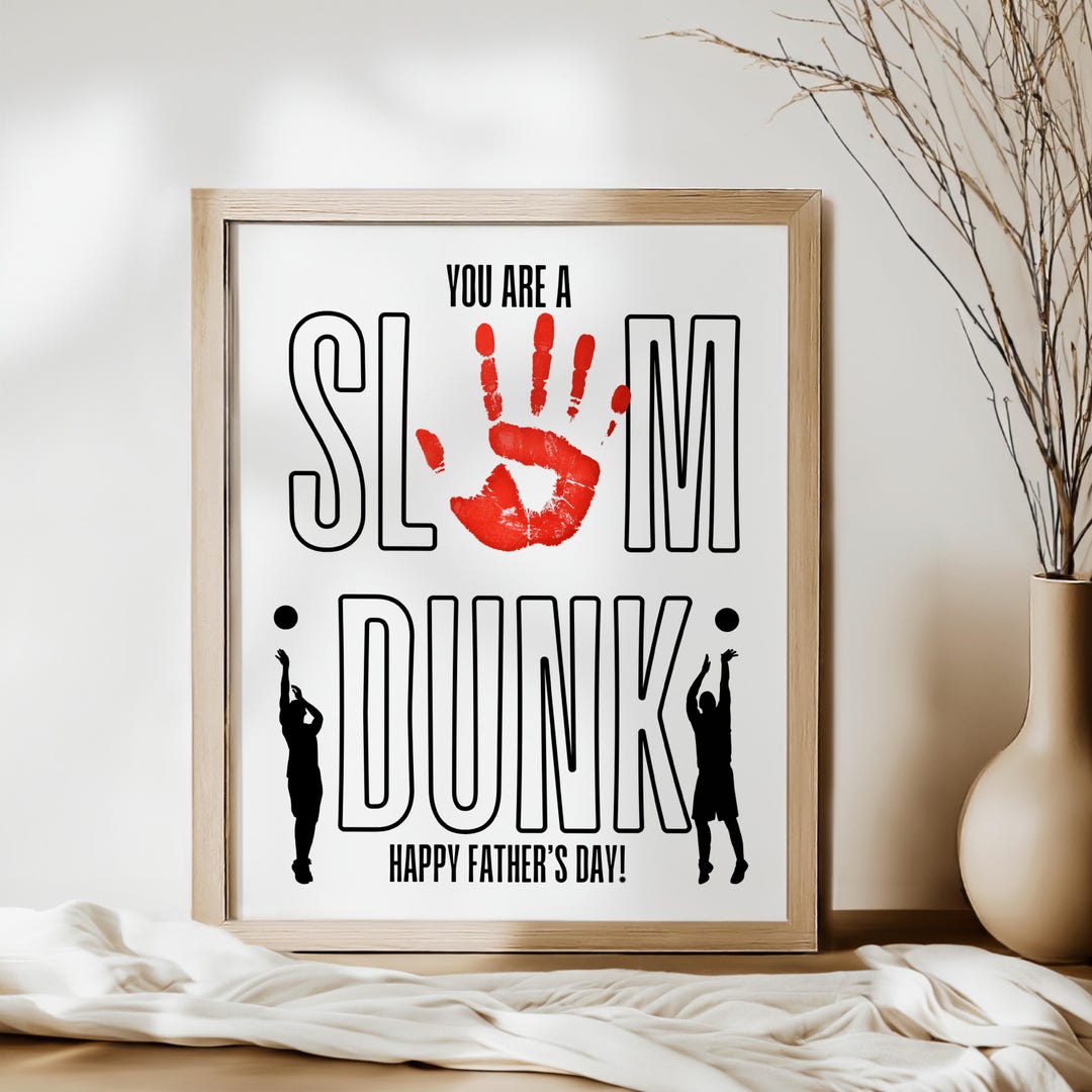 Slam Dunk Handprint Art Craft DIY, Fathers Day Basketball Handprint ...