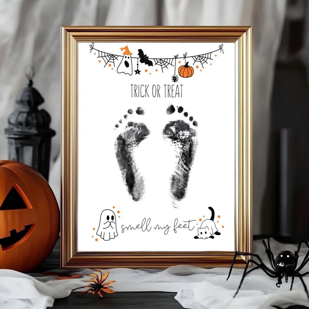 Trick or Treat Smell My Feet Footprint Craft, Halloween Footprint Craft ...