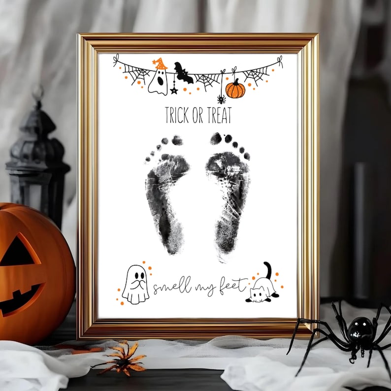 Trick or Treat Smell My Feet Footprint Craft, Halloween Footprint Craft ...