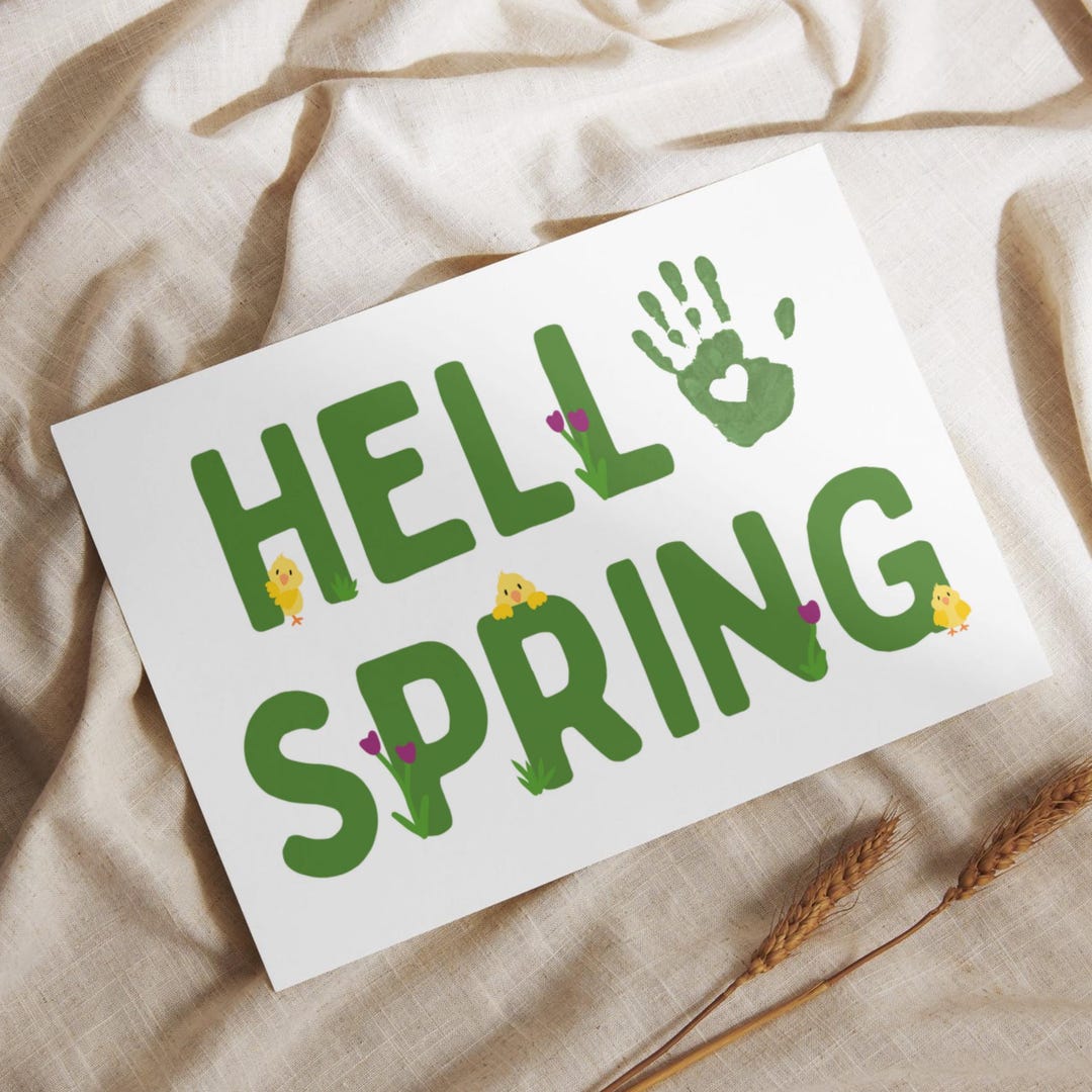 Hello Spring Handprint Craft Print, Cute Springtime Toddler Craft ...