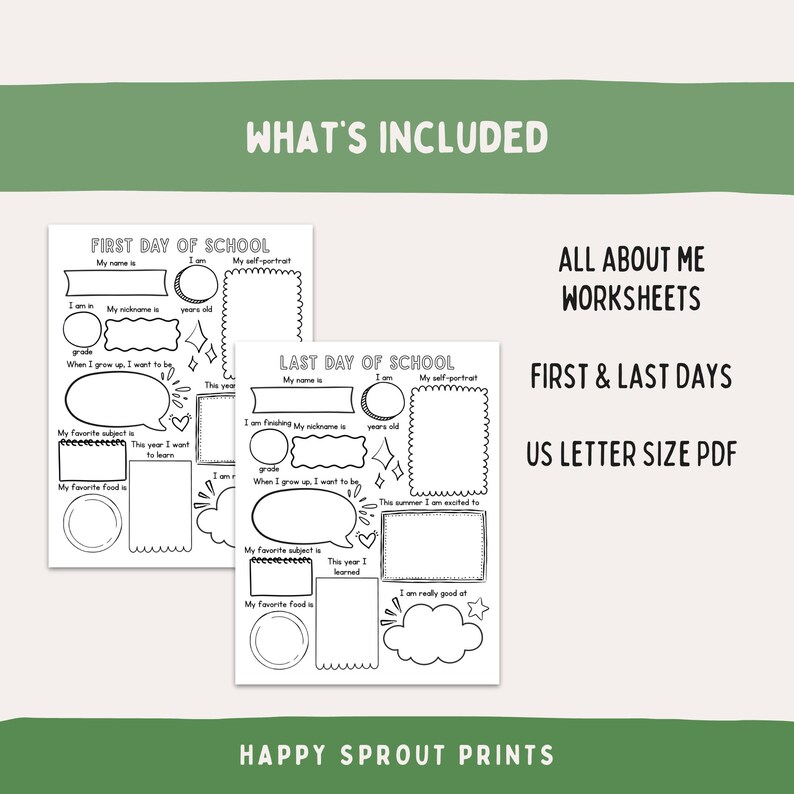 Doodle Back to School All About Me Worksheet, First Day of School Get ...