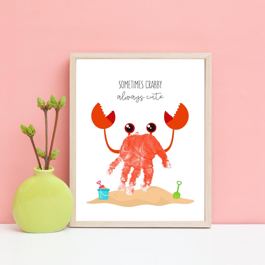 Summer Handprint Art Crab, Crab Handprint Craft, Ocean Animal Handprint ...