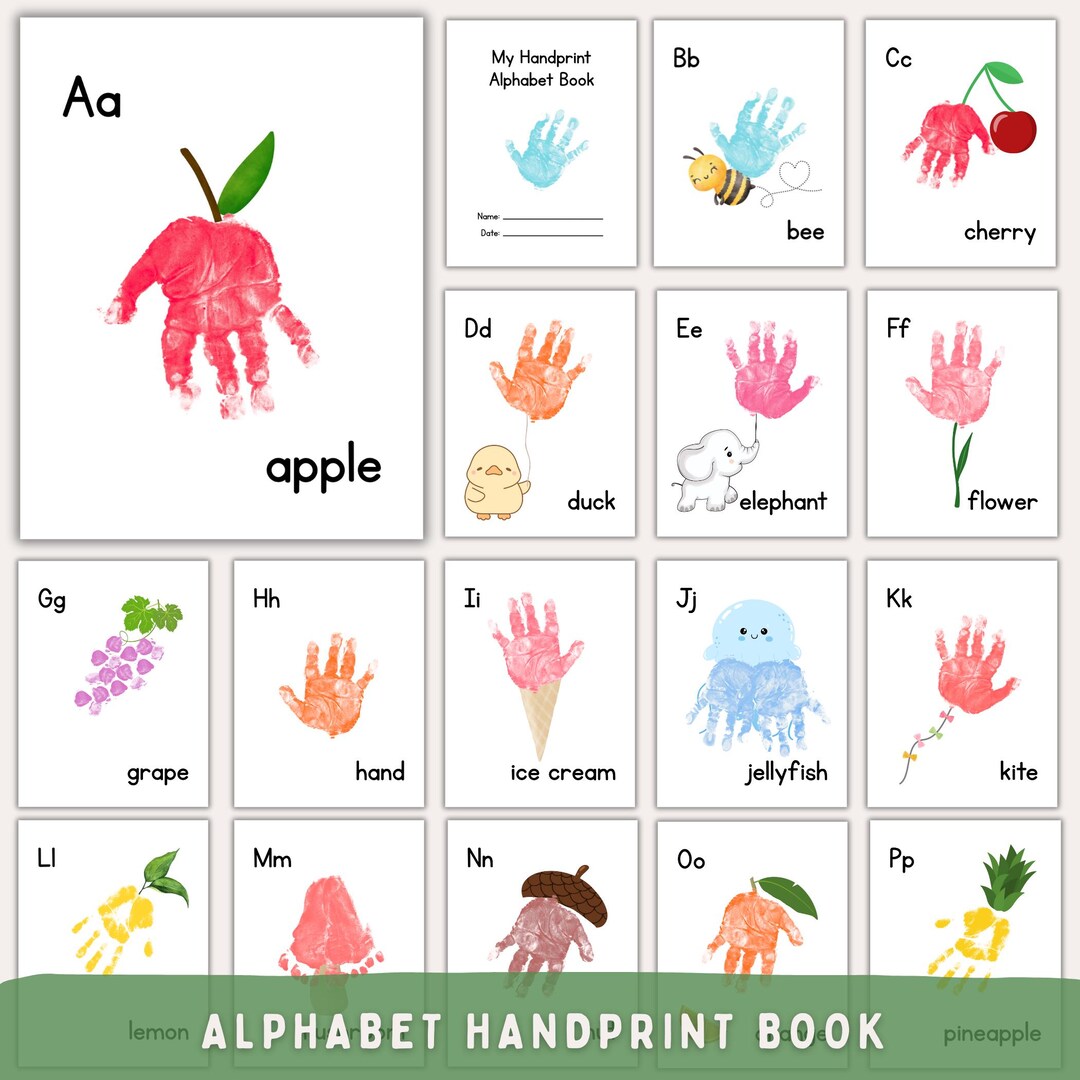 Alphabet Handprint Book, ABC Handprint Crafts DIY, Handprint Abcs Book ...