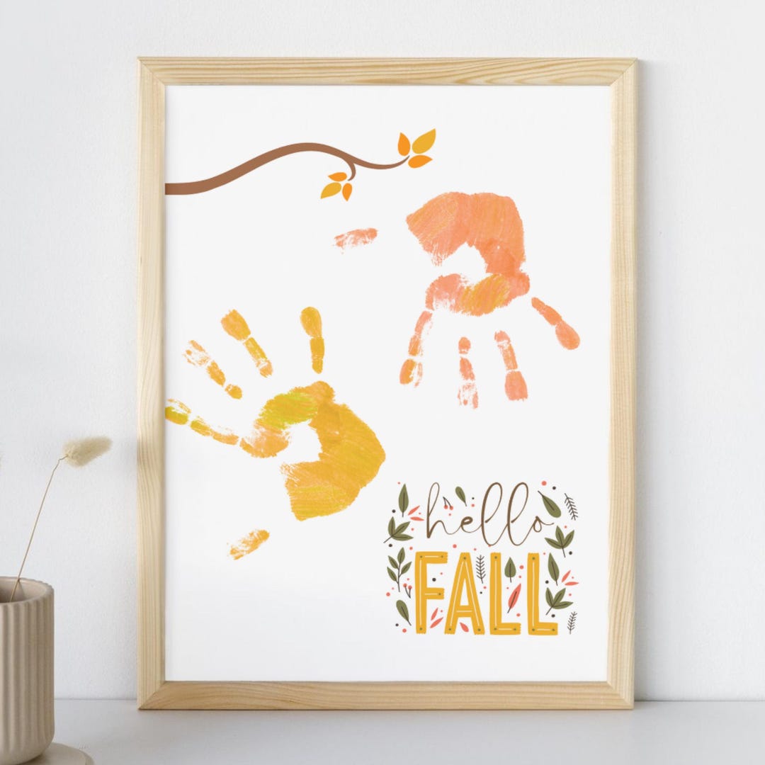 Hello Fall Handprint Art Craft DIY, Falling Leaves Autumn Handprint ...