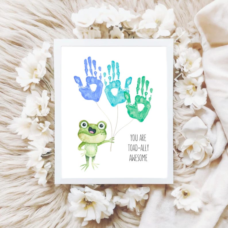 Toadally Awesome Handprint Craft DIY, Frog Toddler Handprint Art, Toad ...