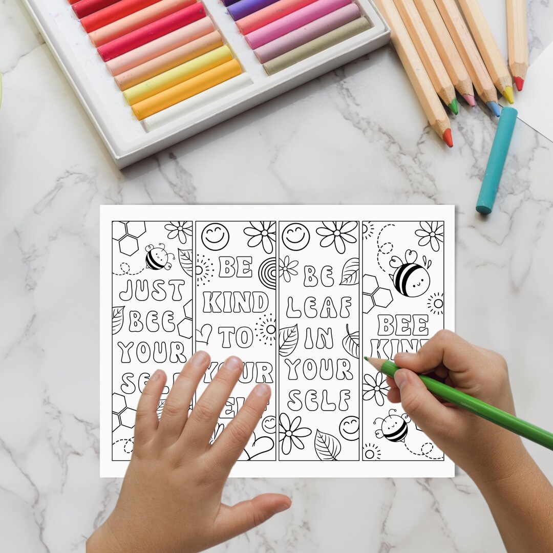 Kindness Coloring Bookmarks, Bee Bookmarks to Color Pdf, Motivational ...