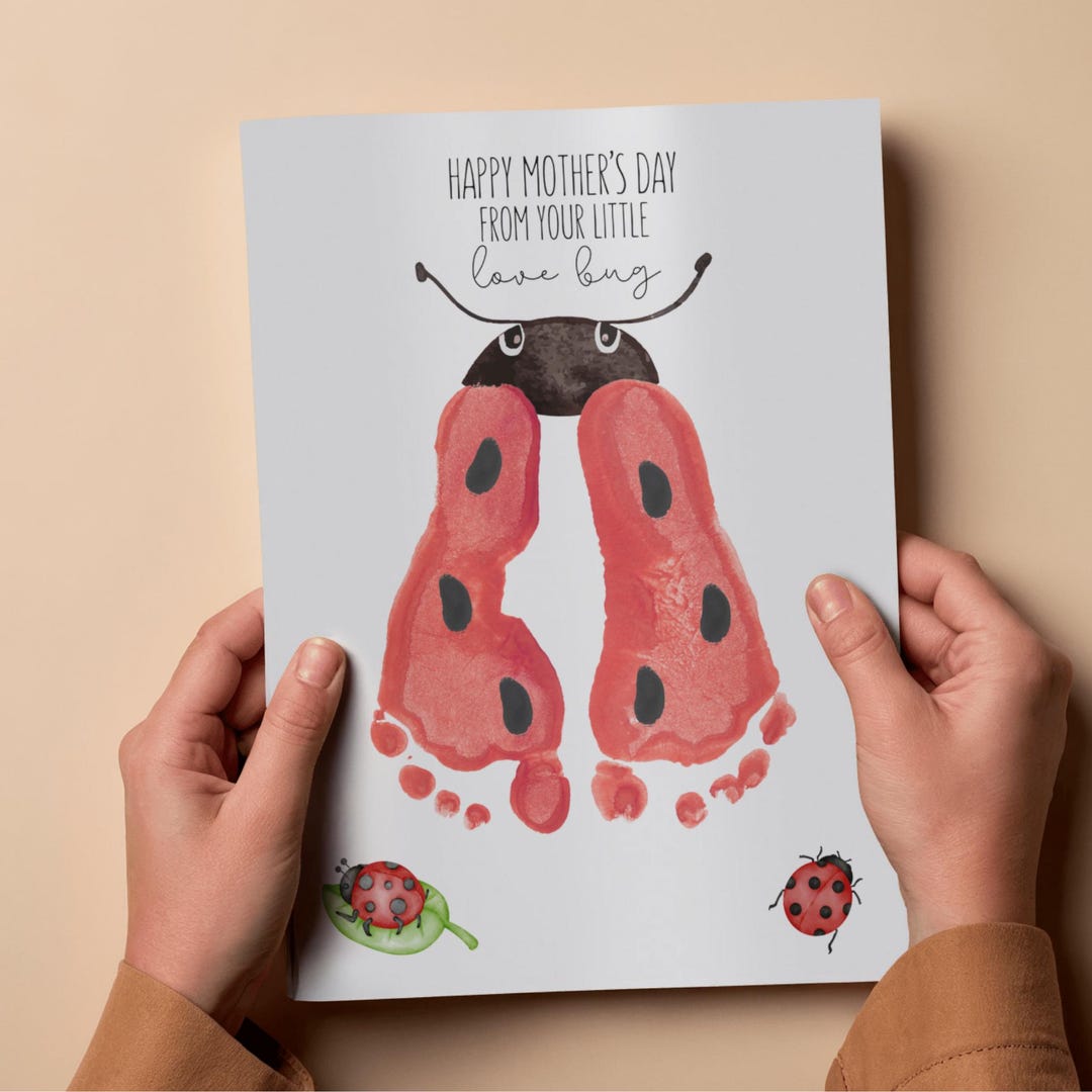 Love Bug Footprint Craft, Mother's Day Lady Bug Handprint Keepsake Art ...
