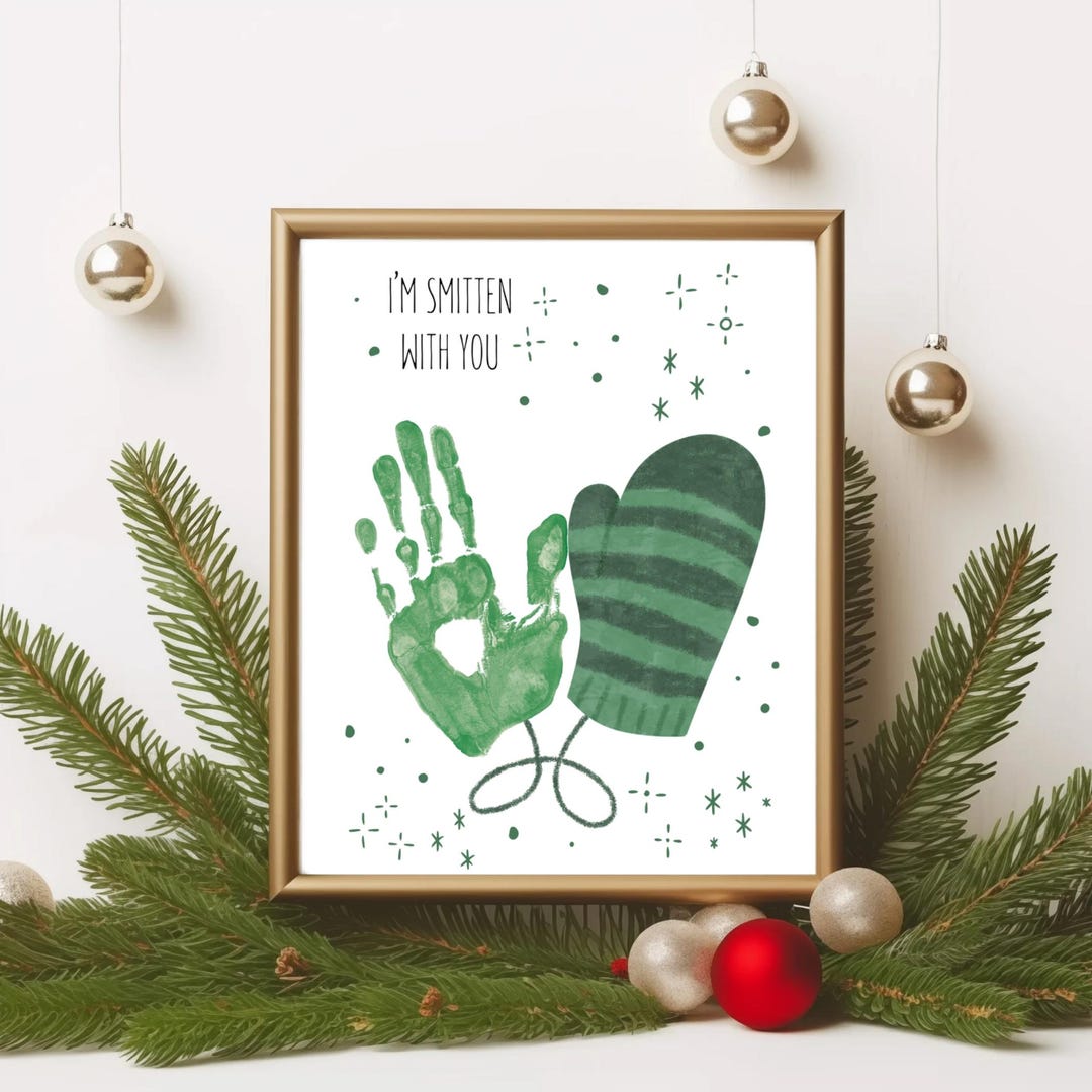 I'm Smitten With You Handprint Craft DIY, Mitten Toddler Handprint Art ...
