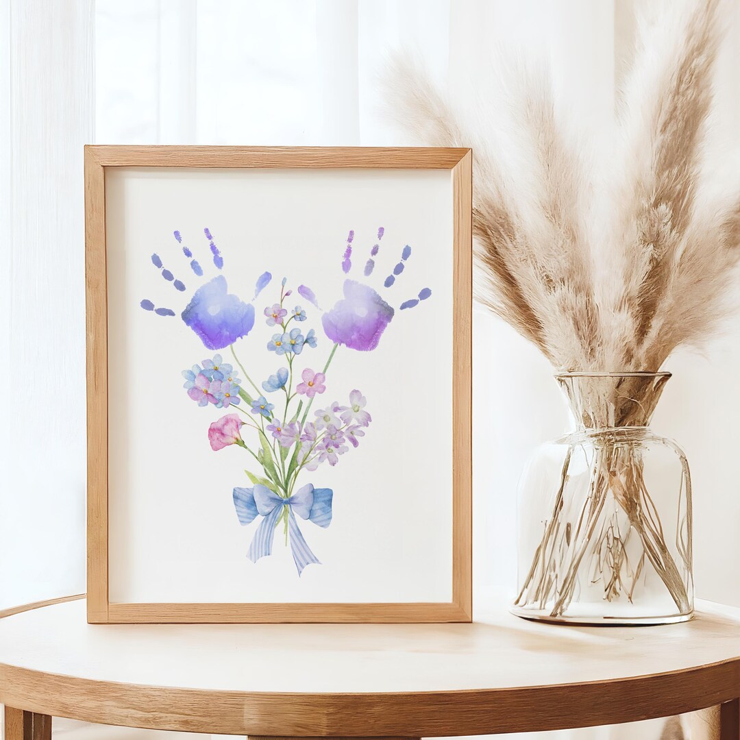 Summer Flower Bouquet Handprint Art Craft DIY, Mother's Day Floral ...