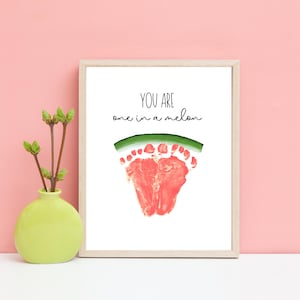 You Are One in A Melon Footprint Art Craft DIY, Summer Watermelon ...