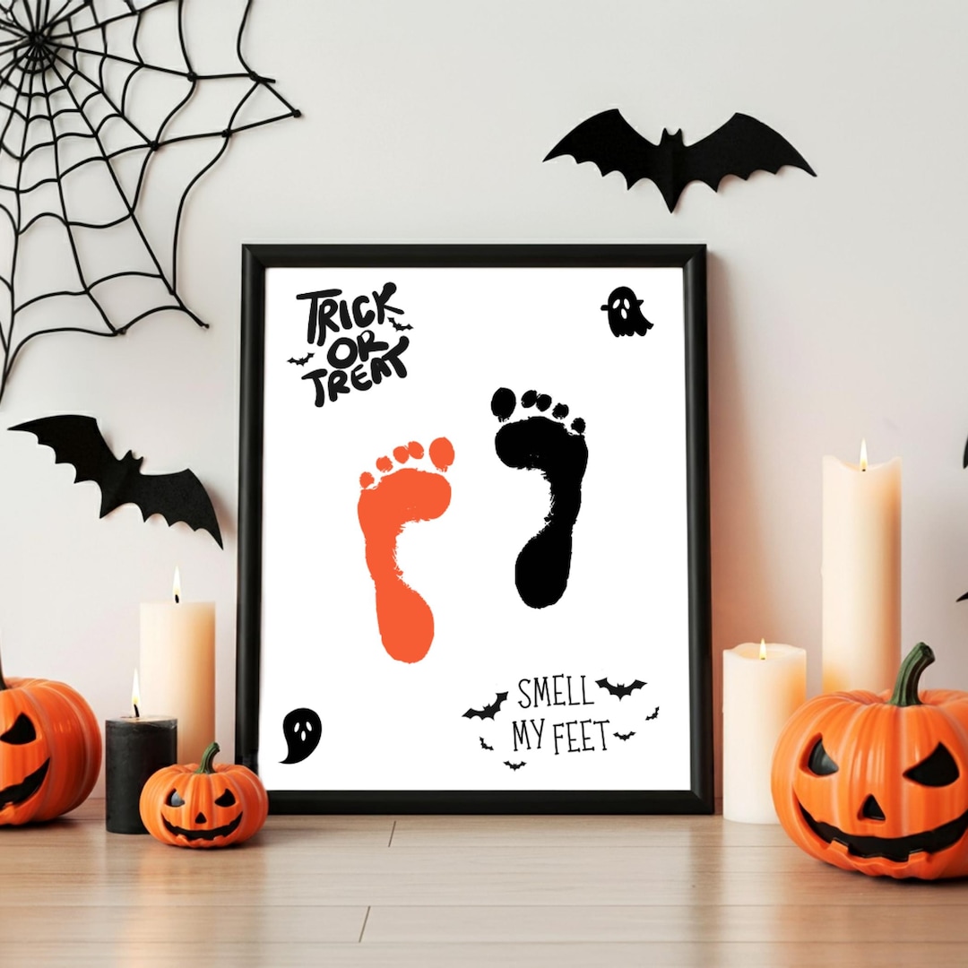 Trick or Treat Smell My Feet Baby Craft, Halloween Footprint Art: Trick ...
