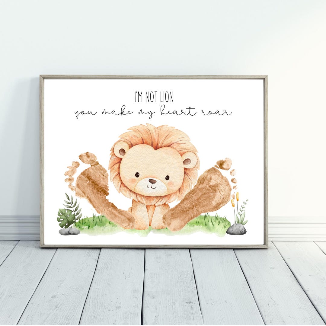 You Make My Heart Roar Footprint Craft, Valentine's Day Lion Footprint ...